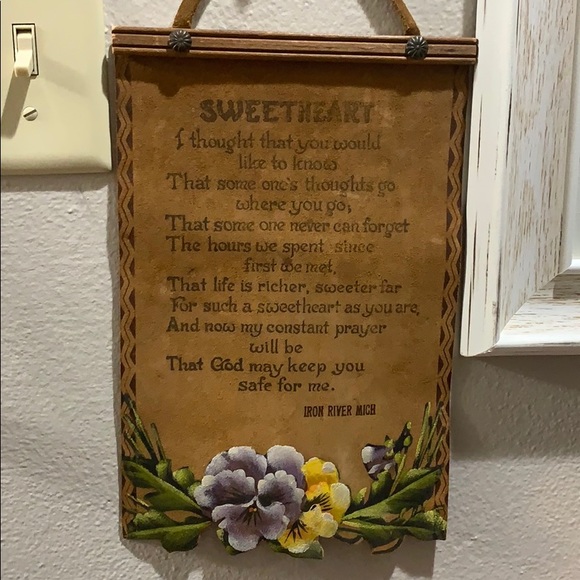 Wall Decor | Sweetheart Poem Leather Hanging Art Handpainted | Poshmark
